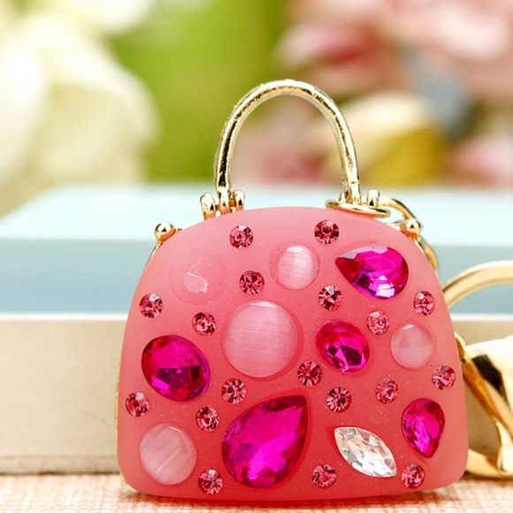 Bags | Elegant Pink Gemstone Keychain | Poshmark